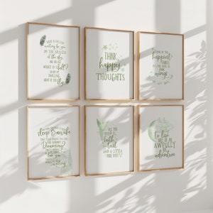 Peter Pan Quotes, Nursery Print Set of 6, Sage Green Watercolor ...