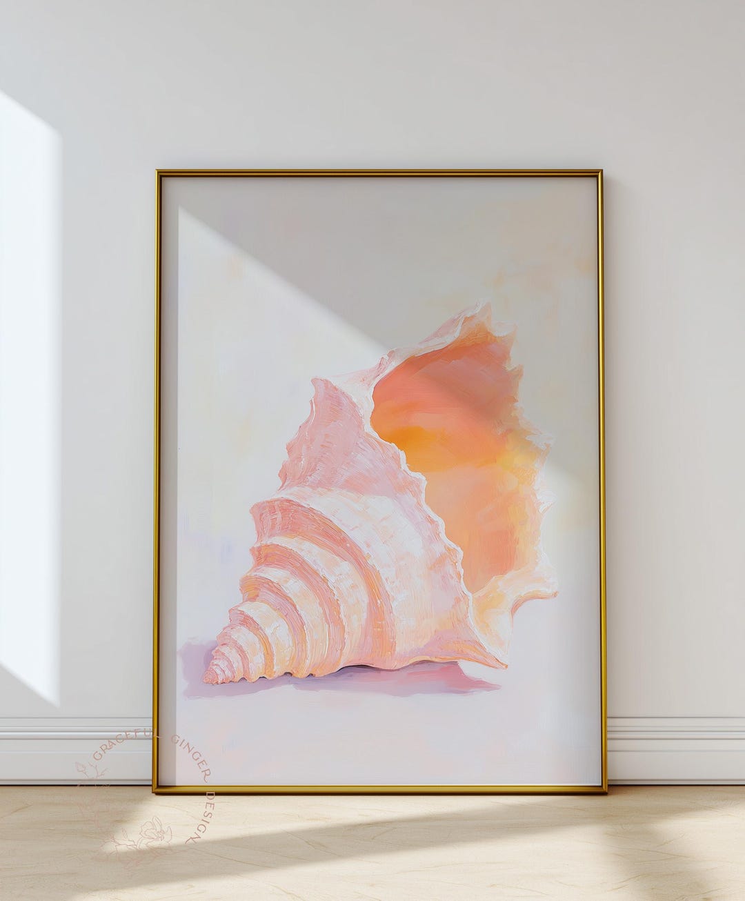 Conch Shell Wall Art: Coastal Beach House Decor Print (digital Download ...