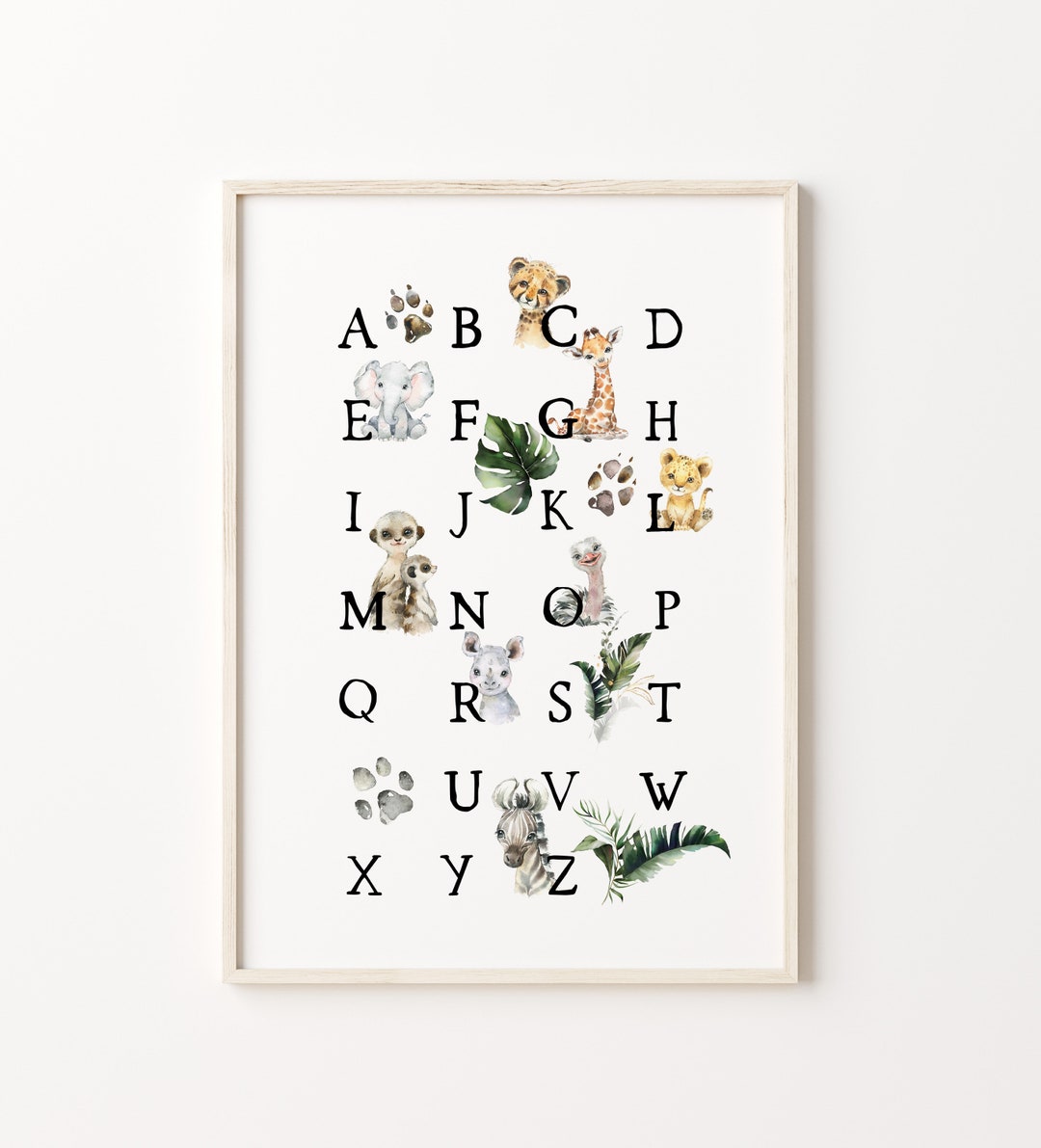 Safari Alphabet Print, Printable Wall Art, Jungle Nursery Print, Baby ...