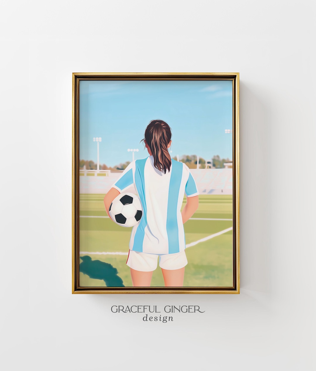 Preppy Soccer Girl Print: Blue & White Sports Room Decor, Printable ...