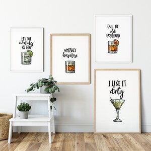 Cocktail Bar Decor Printable Wall Art Set of 4 Prints Party - Etsy