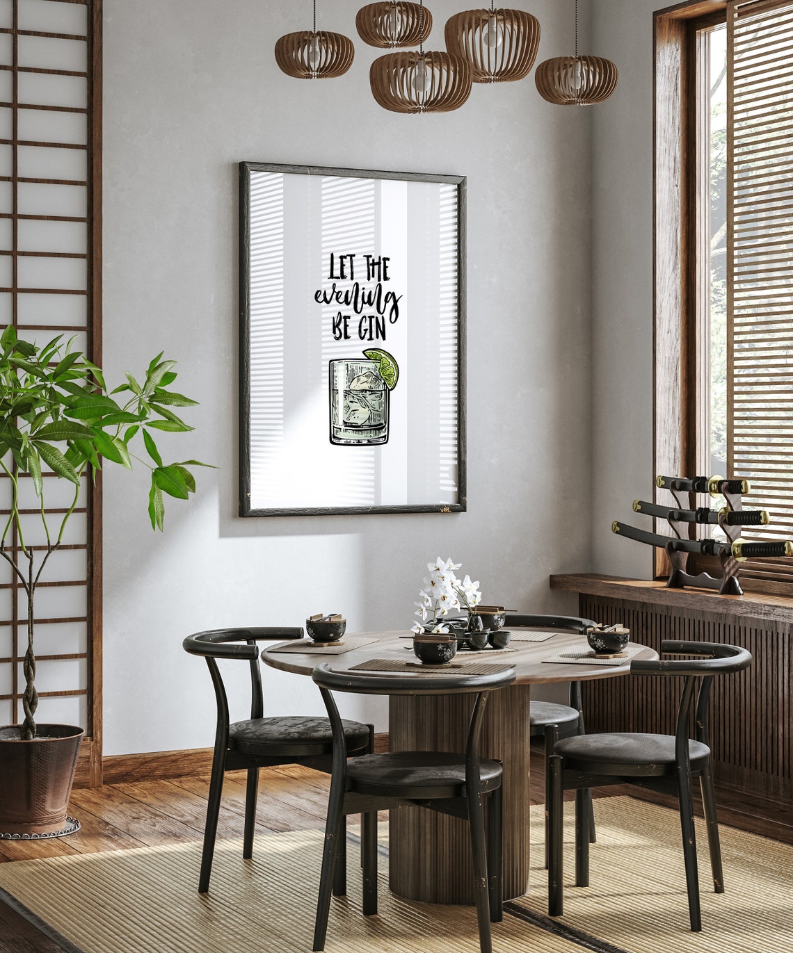 Let the Evening Be Gin Printable Wall Art Gin Bar Sign Gin - Etsy