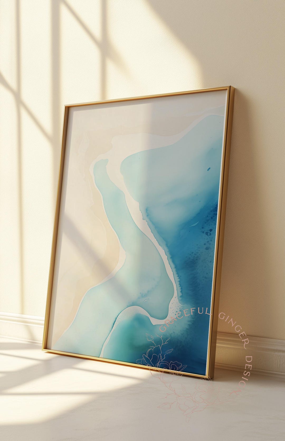 Beach Shoreline Print, Printable Wall Art, Abstract Beach House Room ...