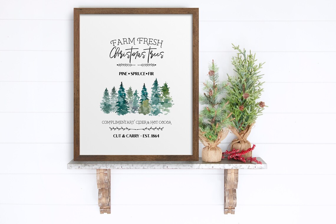 Farm Fresh Christmas Trees Printable Christmas Farmhouse | Etsy