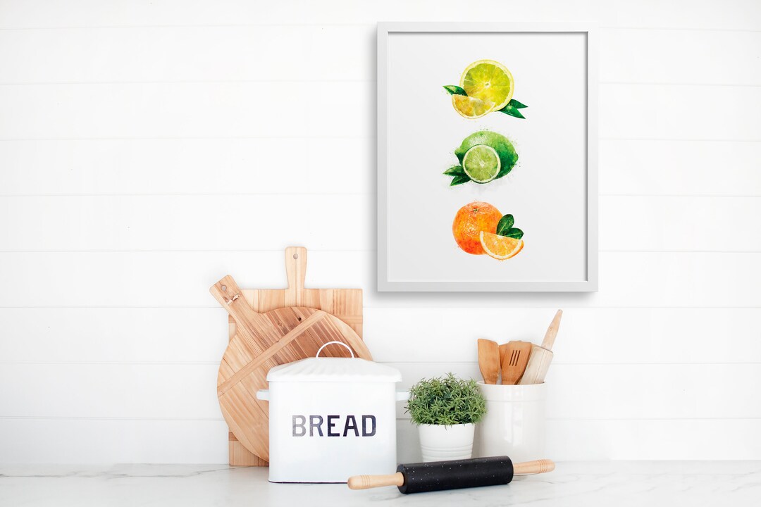 Citrus Kitchen Print Watercolor Fruits Farmhouse Decor - Etsy