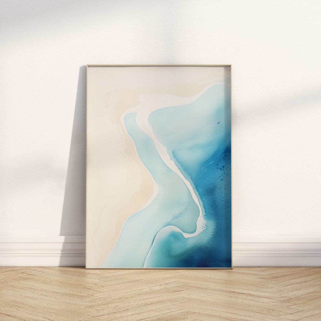 Beach Shoreline Print, Printable Wall Art, Abstract Beach House Room ...