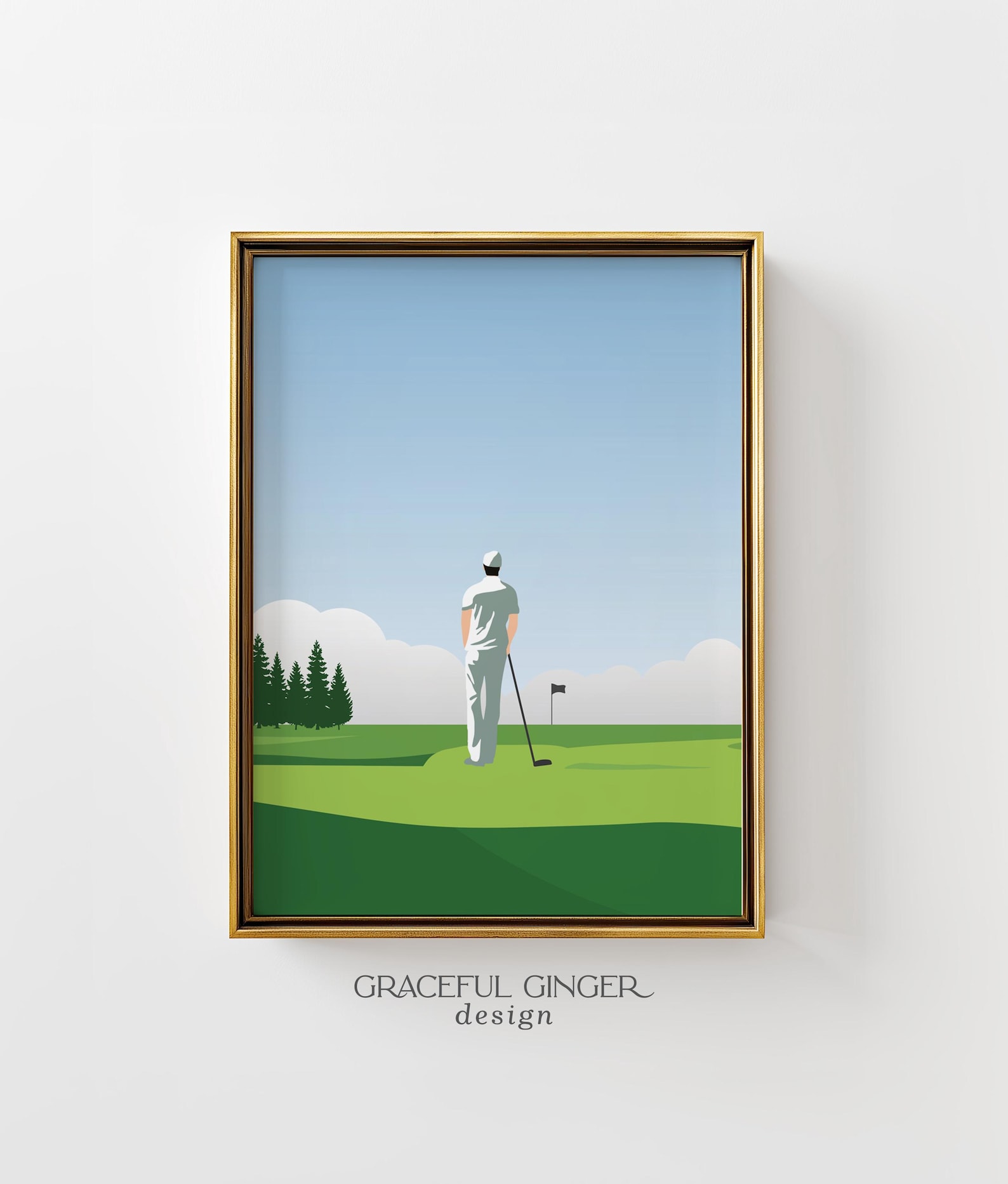 Golf Printable Wall Art, Golfer Minimalist Poster, Green Sports Print ...