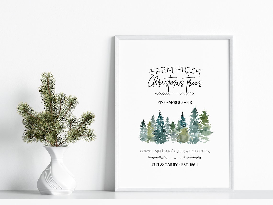 Farm Fresh Christmas Trees Printable Christmas Farmhouse - Etsy
