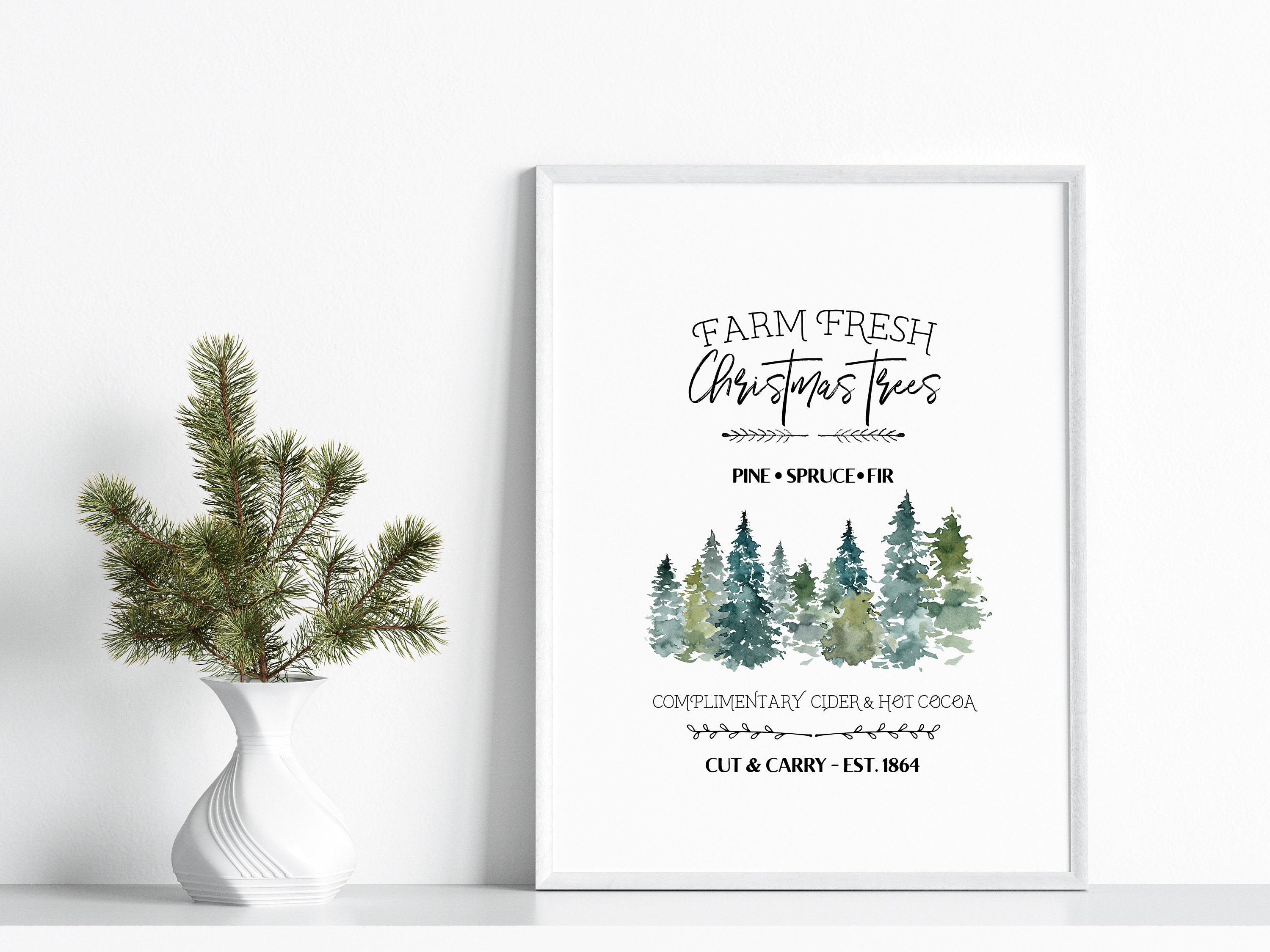 Farm Fresh Christmas Trees Printable Christmas Farmhouse - Etsy