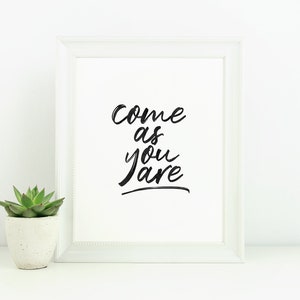 Come as You Are Song Printable Typography Quote Print - Etsy