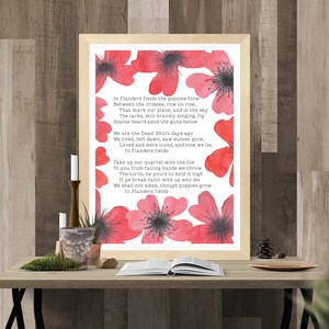 In Flanders Fields Poem Wall Art, Watercolour Poppies, Printable ...