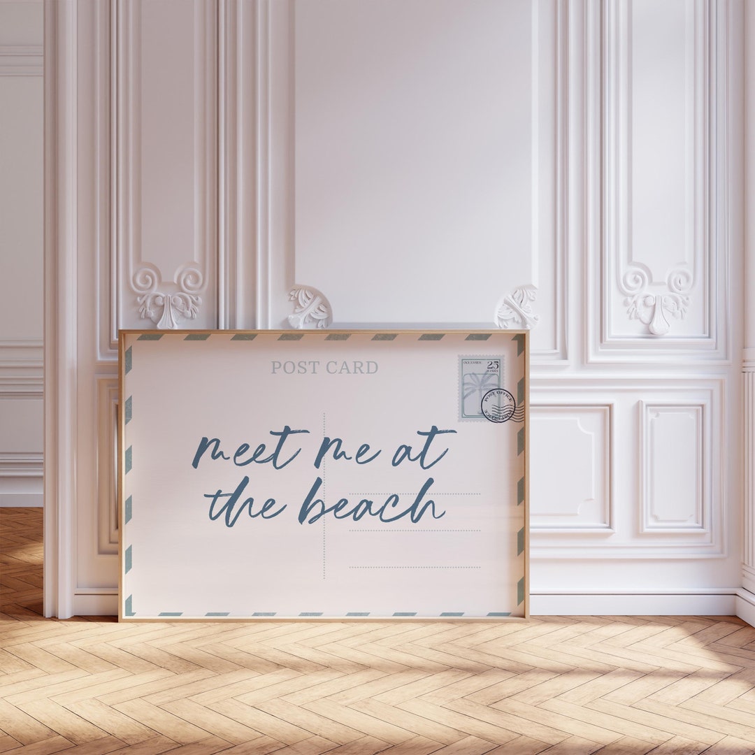 Meet Me at the Beach Postcard Print, Trendy Coastal Printable Wall Art ...