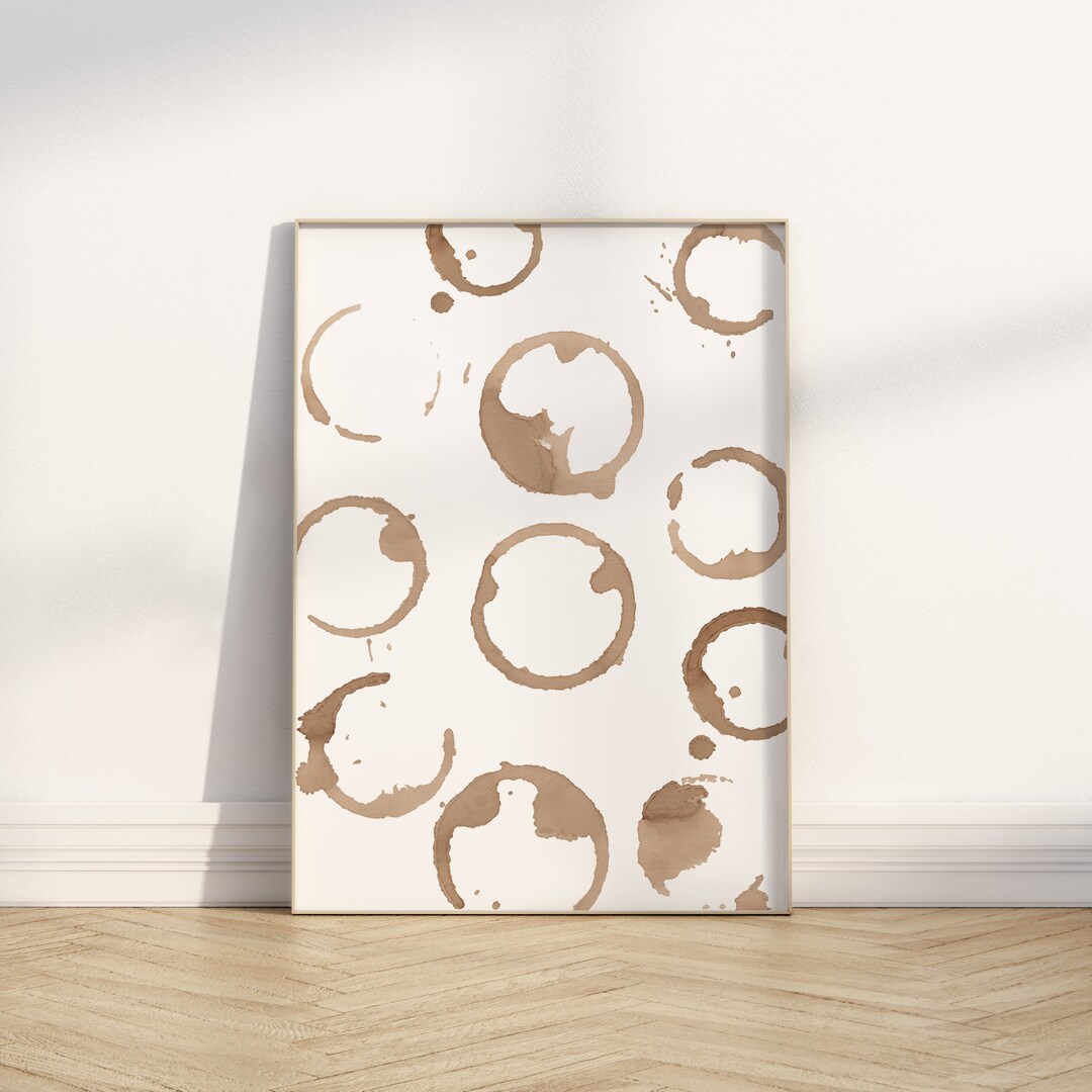 Minimalist Coffee Stain Printable Wall Art, Coffee Lover Print, Kitchen ...