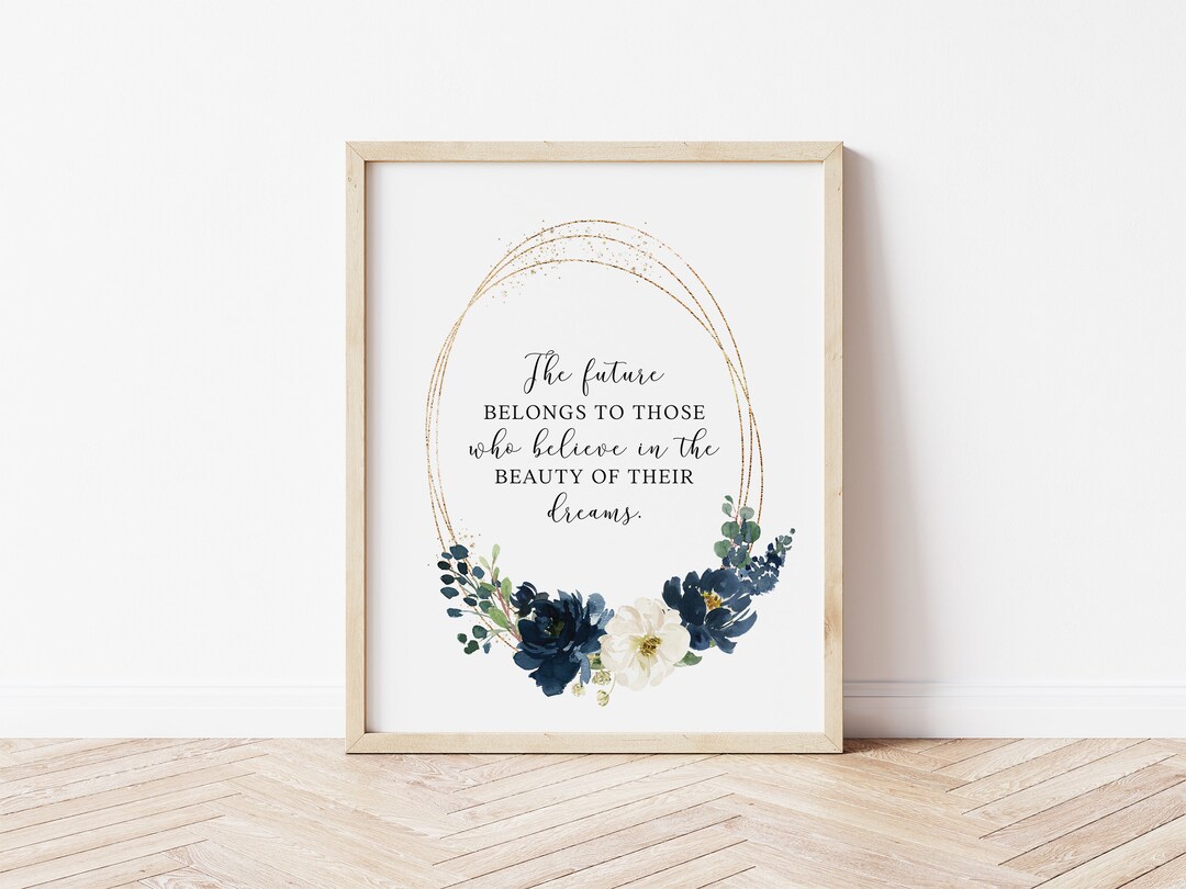 Navy Blue Inspirational Printable Quote, Eleanor Roosevelt Motivational ...