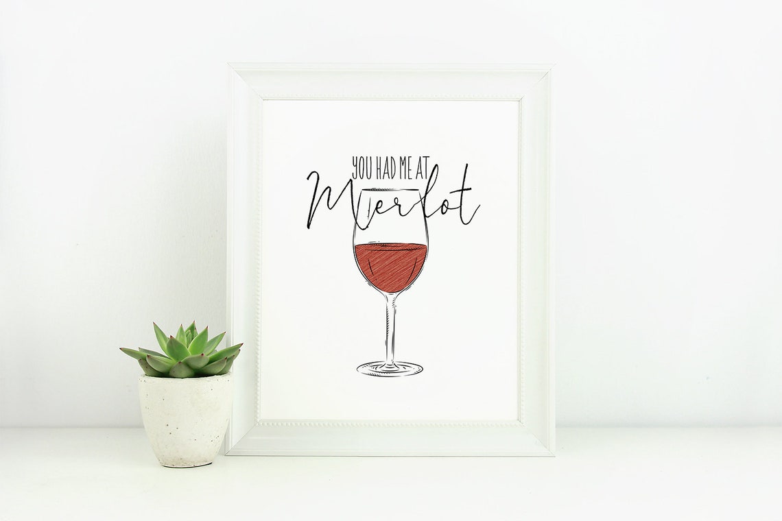 Red Wine Bar Print You Had Me at Merlot Pun Wine Decor | Etsy
