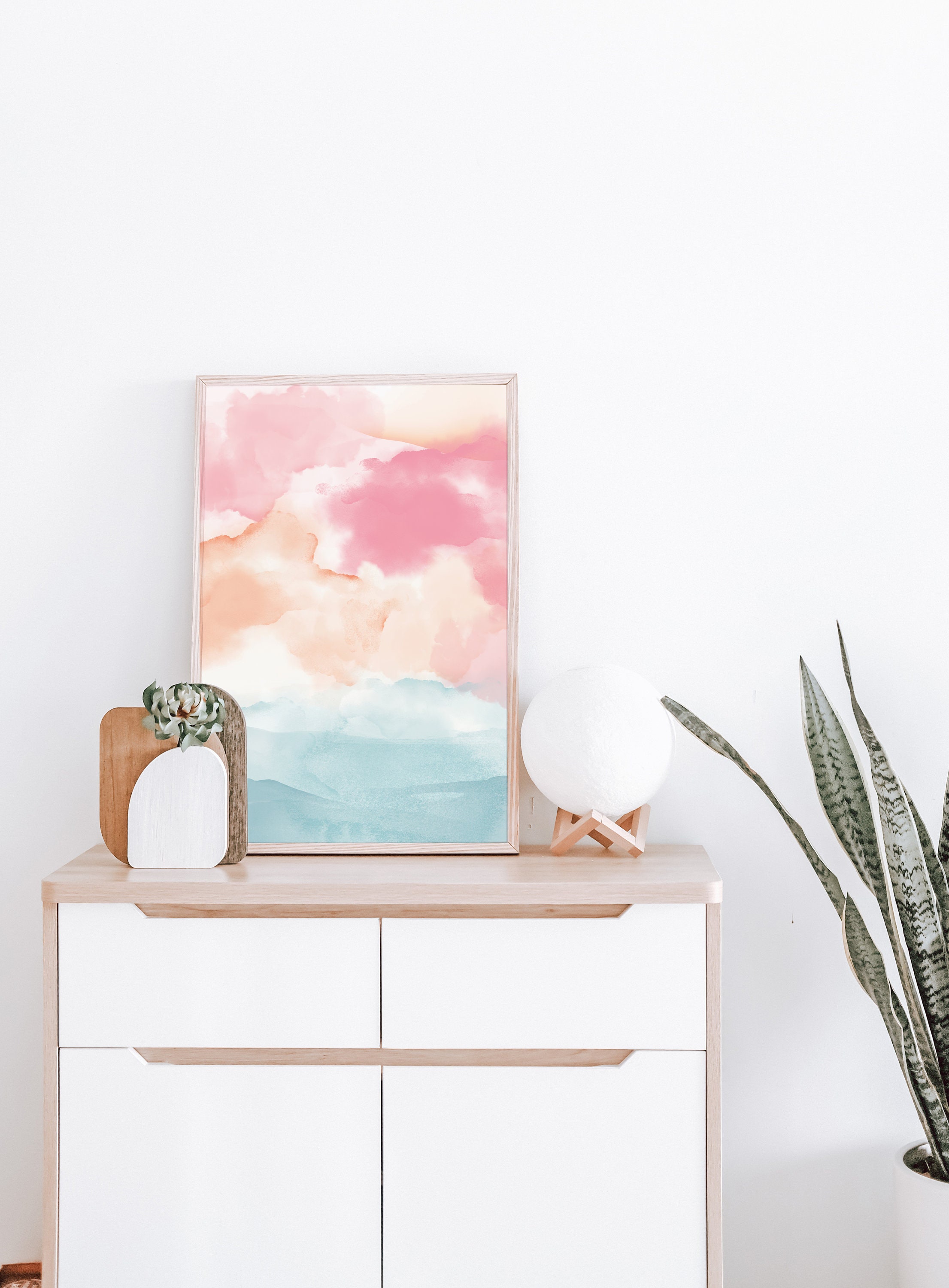 Pink Abstract Sunset Print Printable Wall Art Abstract | Etsy