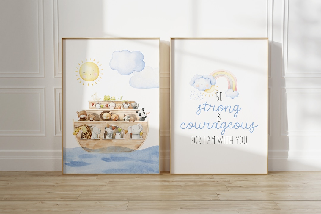 Noah's Ark Nursery Printable Wall Art, Christian Scripture Quote, Bible ...