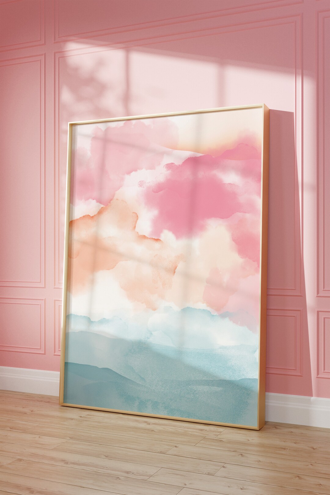 Pink Abstract Sunset Print, Printable Wall Art, Abstract Landscape ...