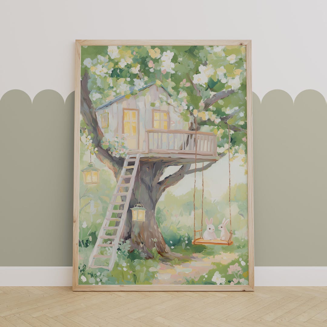 Woodland Treehouse Nursery Wall Art, Girl Room Decor, Printable Wall ...