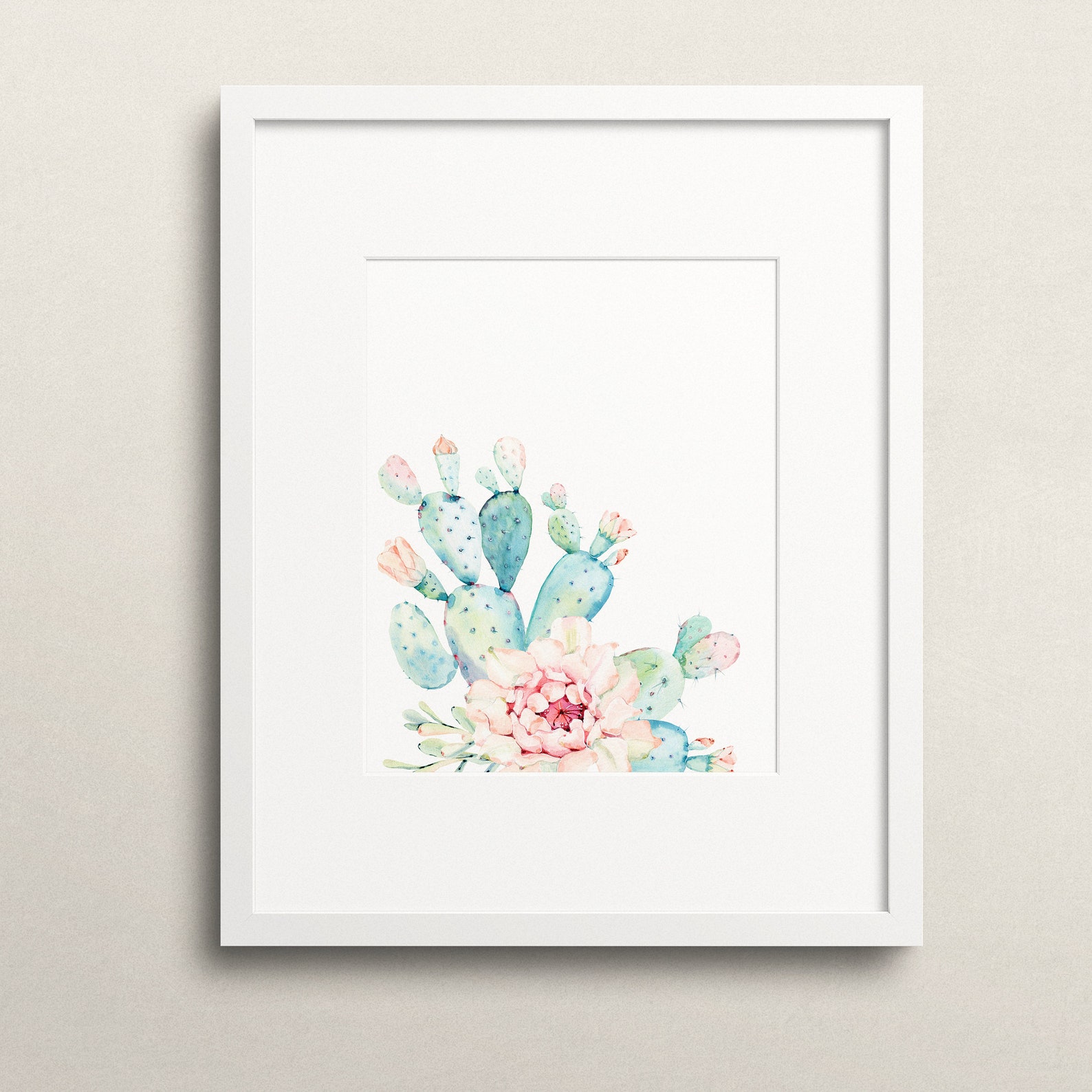 Set of 3 watercolor cactus print Flamingo art print | Etsy