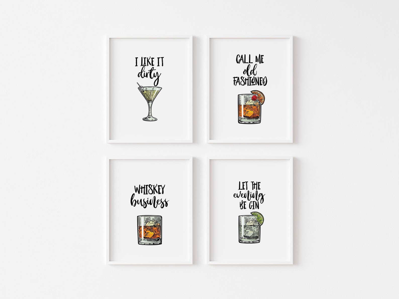 Cocktail Bar Decor Printable Wall Art Set of 4 Prints Party - Etsy