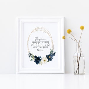 Navy Blue Inspirational Printable Quote, Eleanor Roosevelt Motivational ...