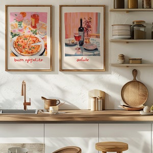 Italian Kitchen Quote, Set of 2 Prints, Buon Appetito Sign, Salute ...