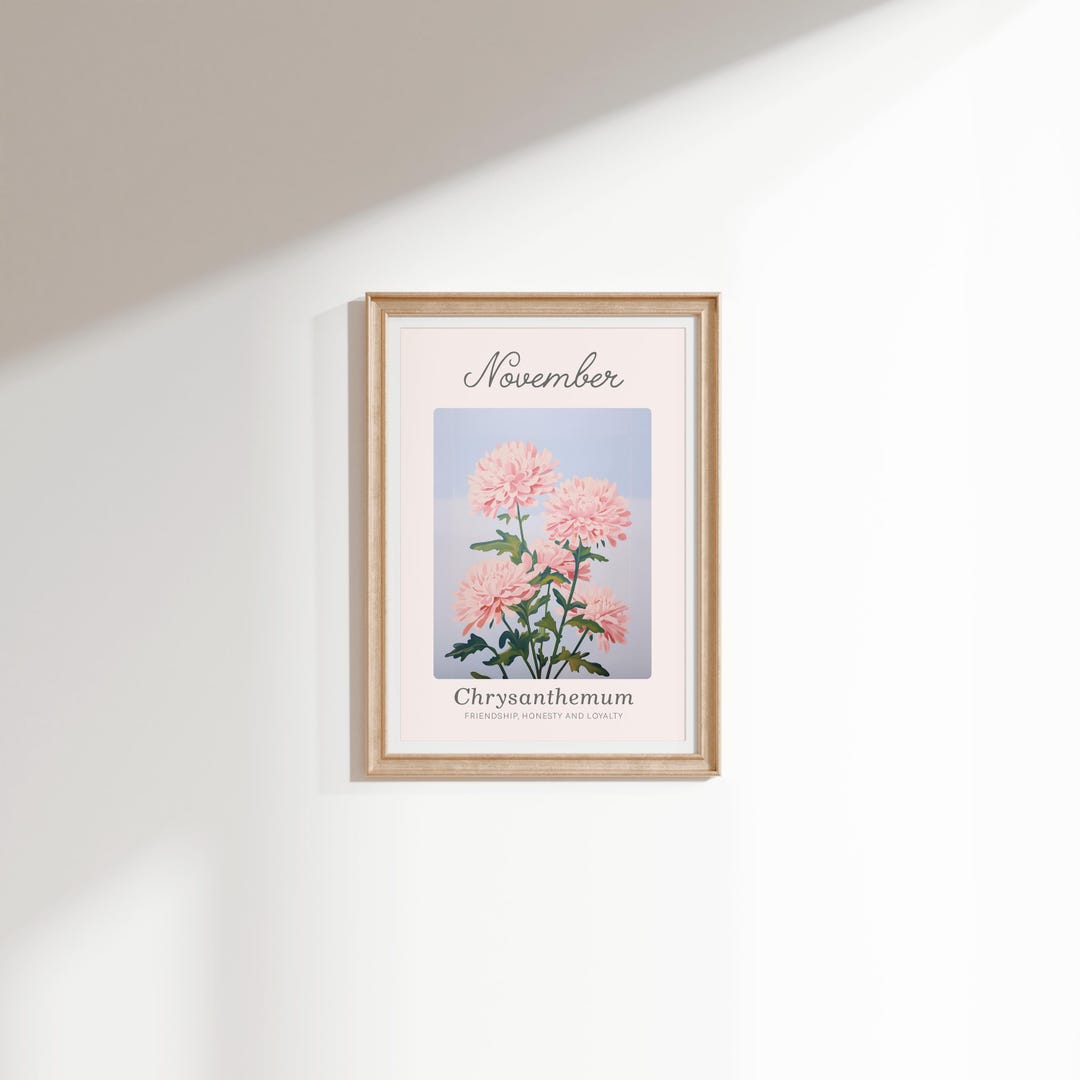 November Birth Month Flower Printable Wall Art, Grand Millennial Floral ...