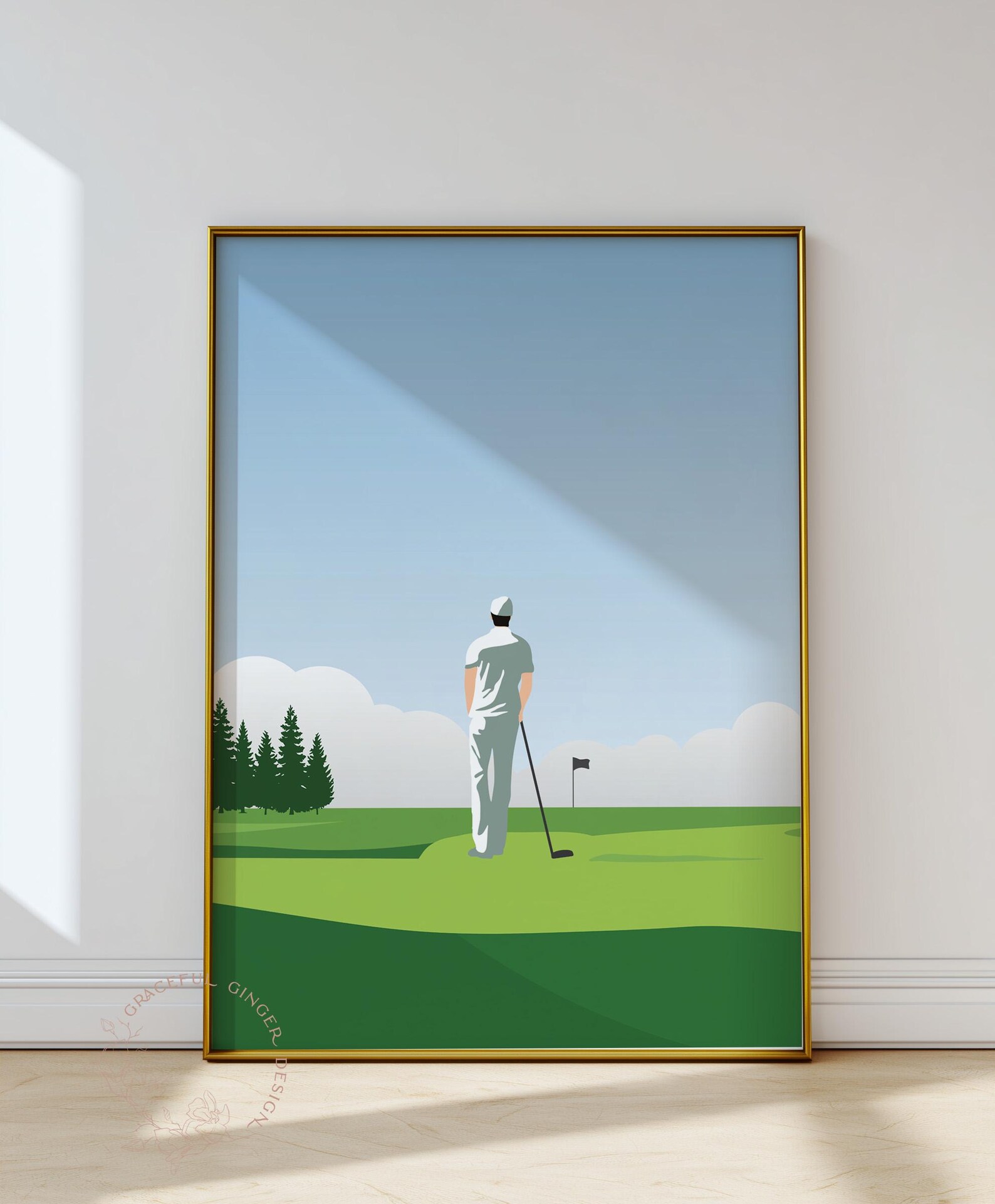 Golf Printable Wall Art, Golfer Minimalist Poster, Green Sports Print ...