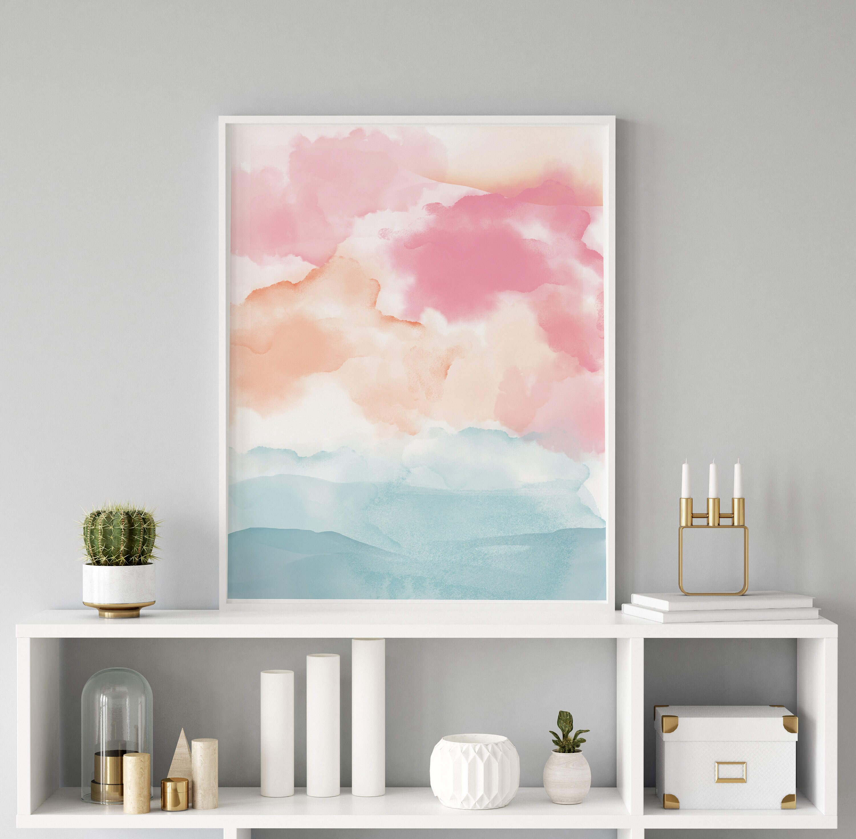 Pink Abstract Sunset Print Printable Wall Art Abstract | Etsy