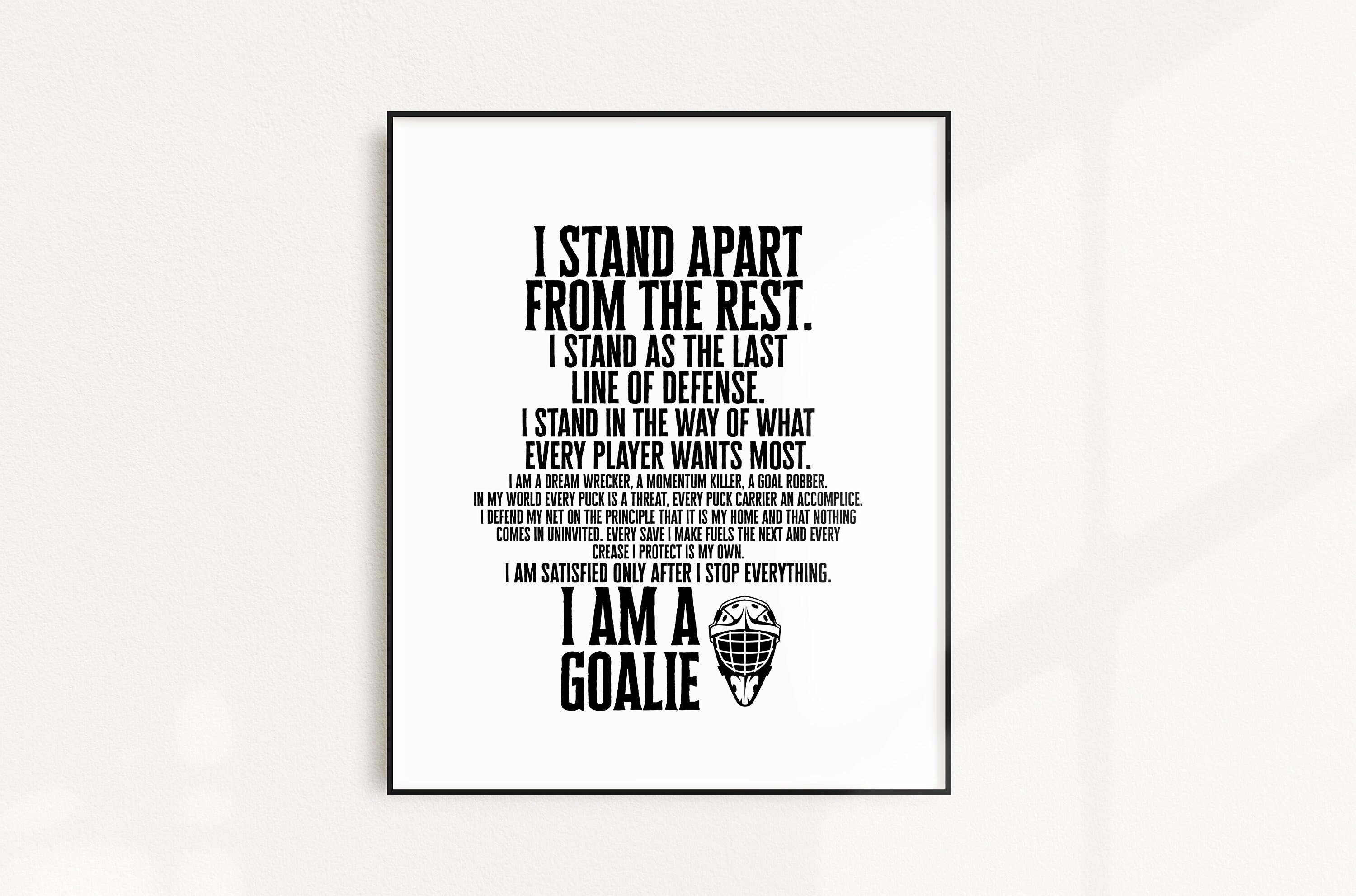 Hockey Goalie Quote Print Typography Poster Boy's Hockey - Etsy