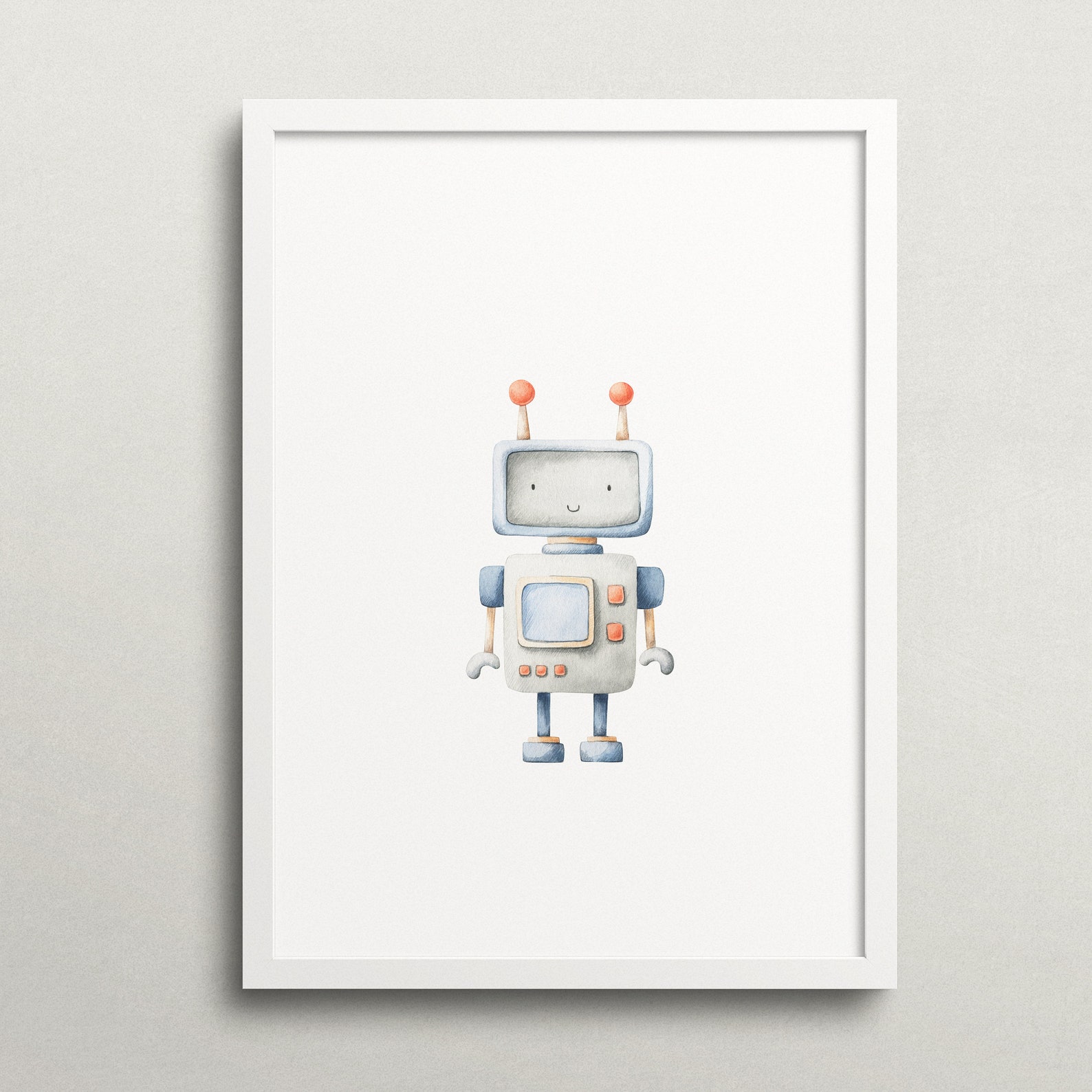 Robots Baby Boy Room Decor Set of 6 Blue and Gray Nursery - Etsy