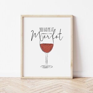 Red Wine Bar Print You Had Me at Merlot Pun Wine Decor - Etsy