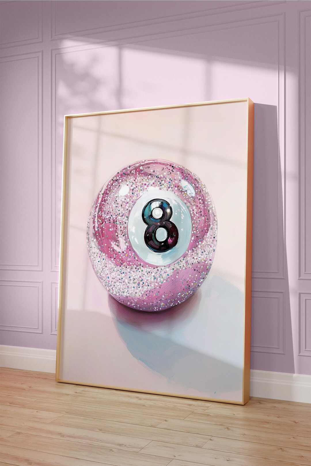 Pink Pool Ball Print Printable Wall Art, Lucky 8 Ball Trendy Poster ...
