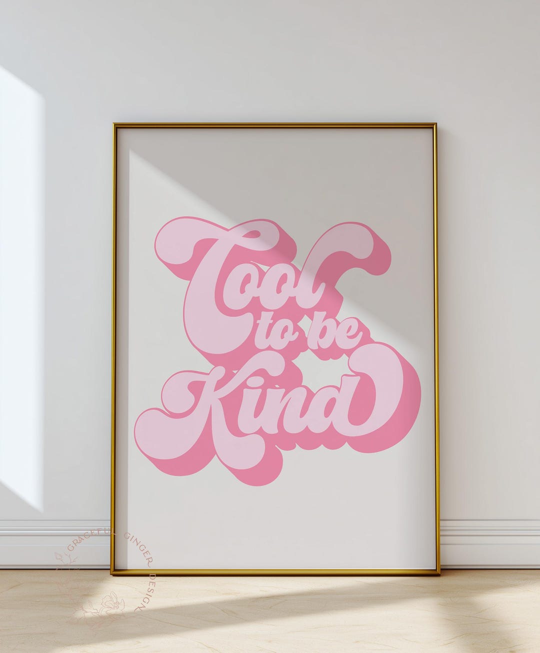 Cool to Be Kind Printable Wall Art, 70s Poster, Trendy Art Print, Pink ...