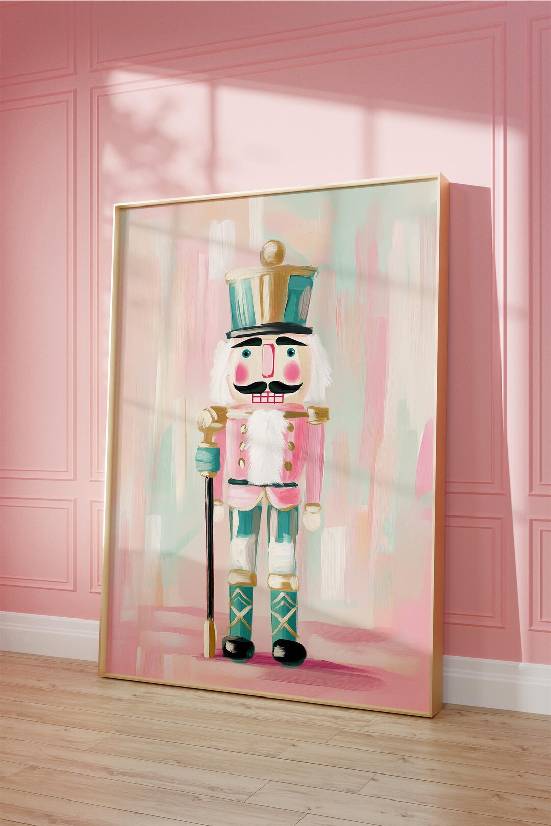 Pastel Pink Nutcracker Print: Christmas Printable Wall Art | Pink Painting Decor (digital ...