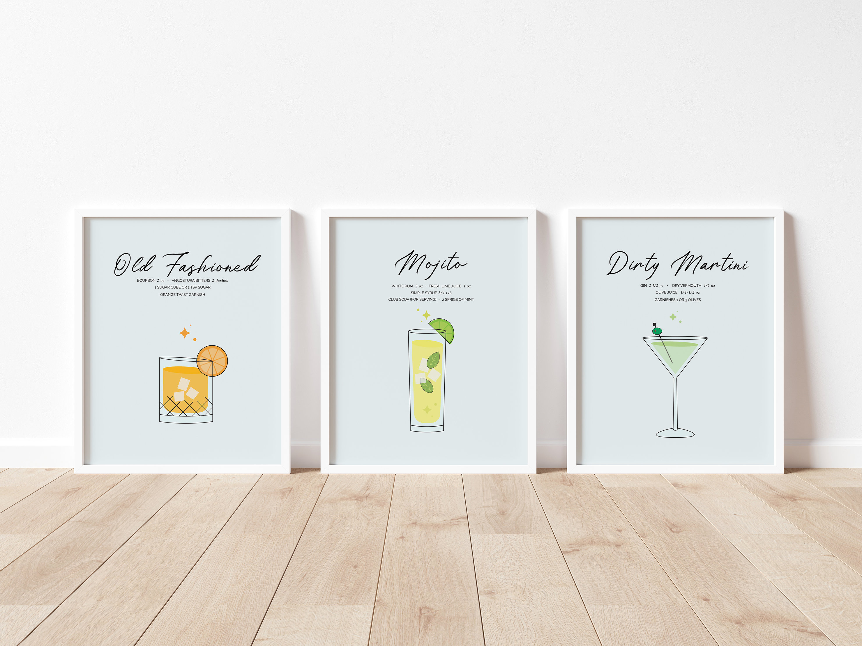 Retro Bar Decor Kitchen Posters Wall Art Prints Cocktail | Etsy