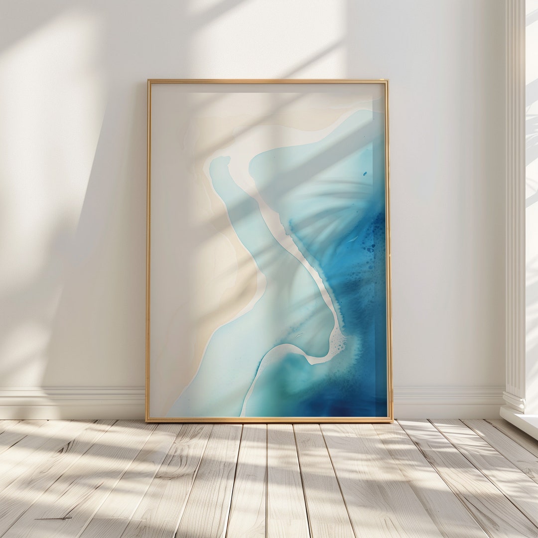 Beach Shoreline Print, Printable Wall Art, Abstract Beach House Wall ...