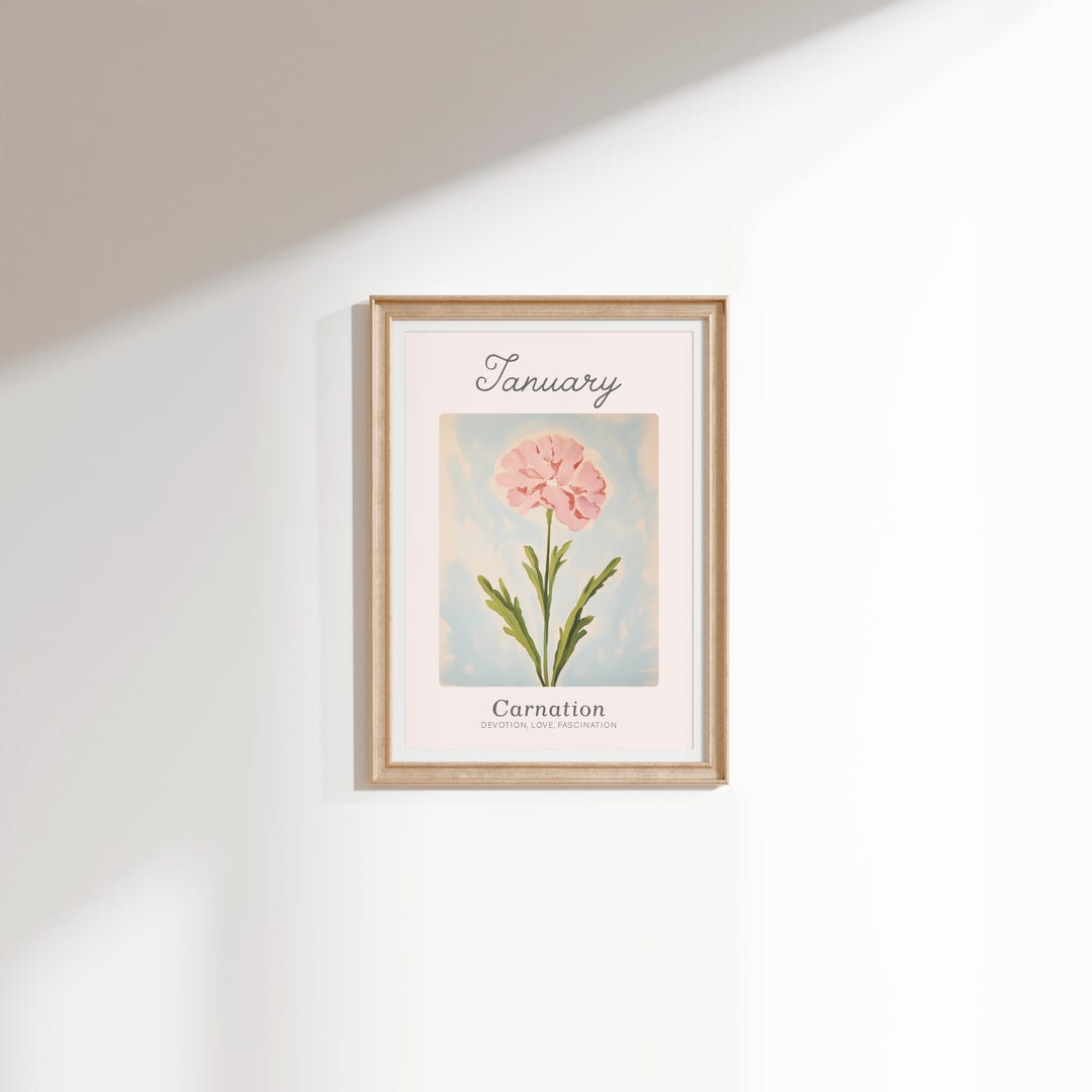 January Birth Month Flower Printable Wall Art, Grand Millennial Floral ...