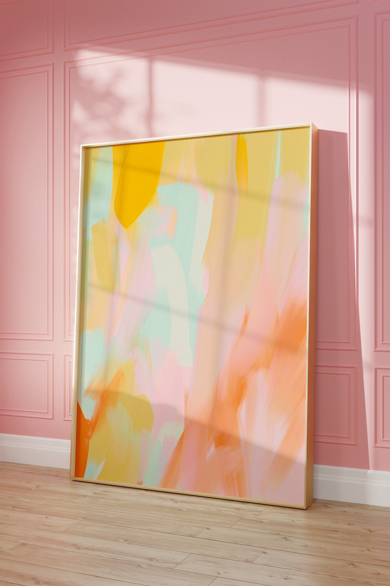 Pink Abstract Sunset Print, Printable Wall Art, Abstract Landscape ...