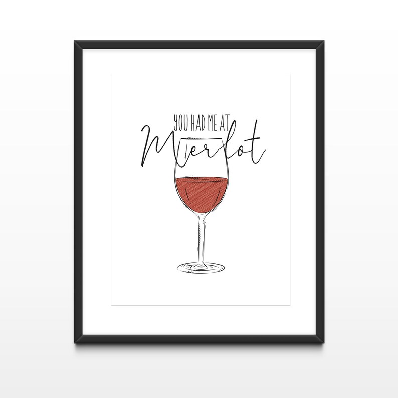 Red Wine Bar Print You Had Me at Merlot Pun Wine Decor | Etsy