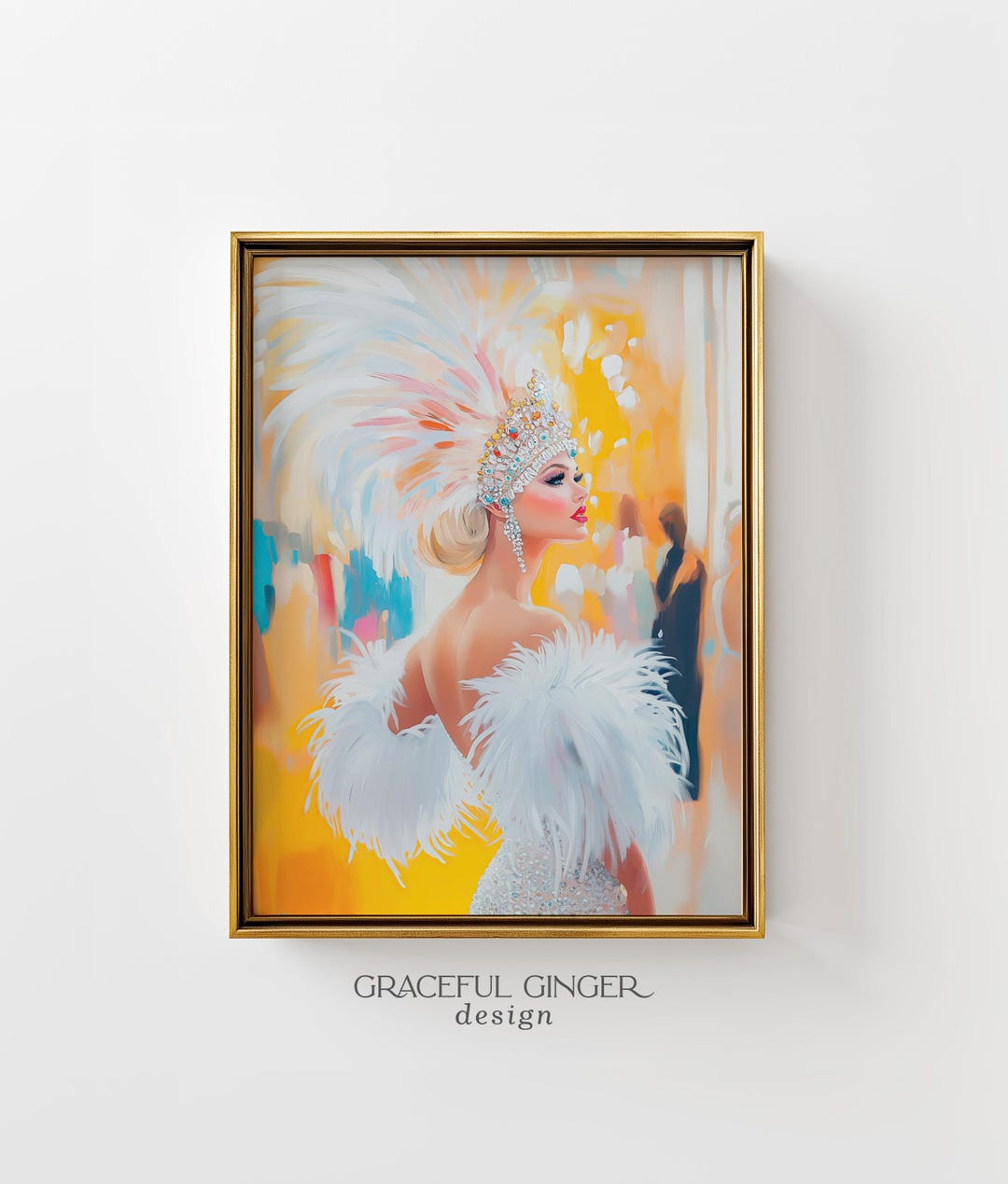 Showgirl Art Print: Vintage Glamorous Burlesque Woman, Vibrant Vegas ...