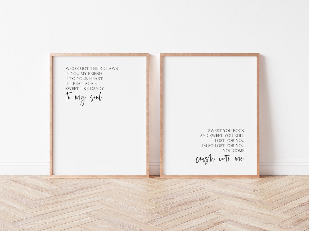 Crash Into Me Song Lyric Printable, Music Lyrics Wall Art, Dave ...