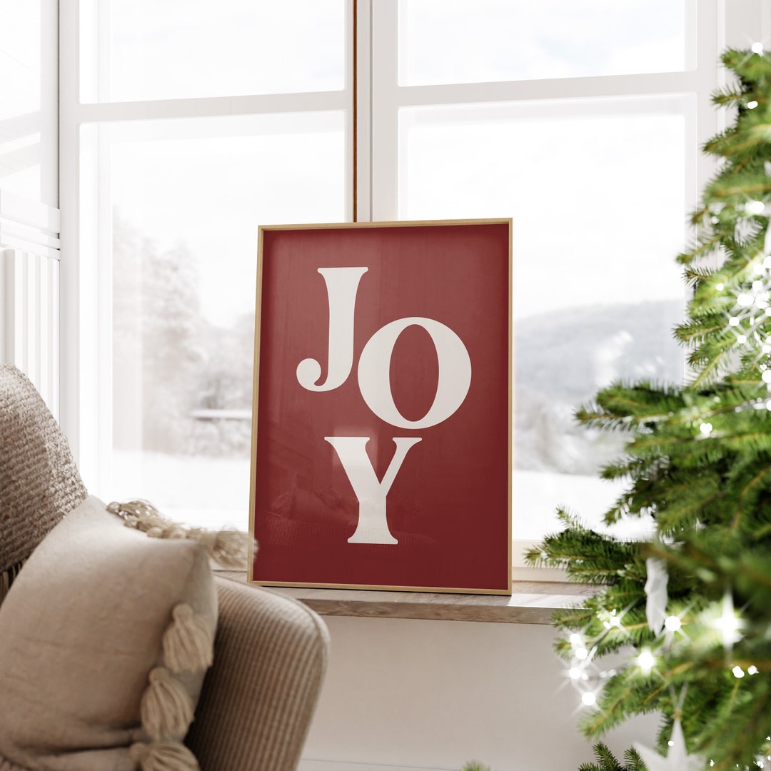 Joy Christmas Printable Wall Art, Seasonal Holiday Print Sign, Large ...
