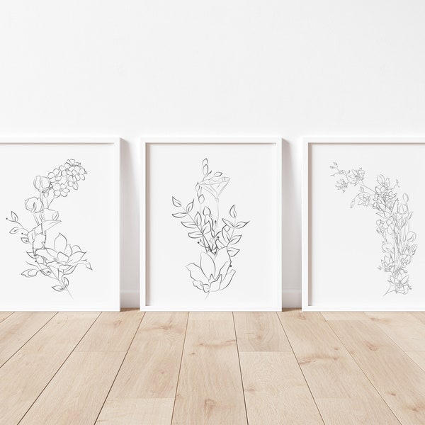 Line Art Set of 3 - Etsy