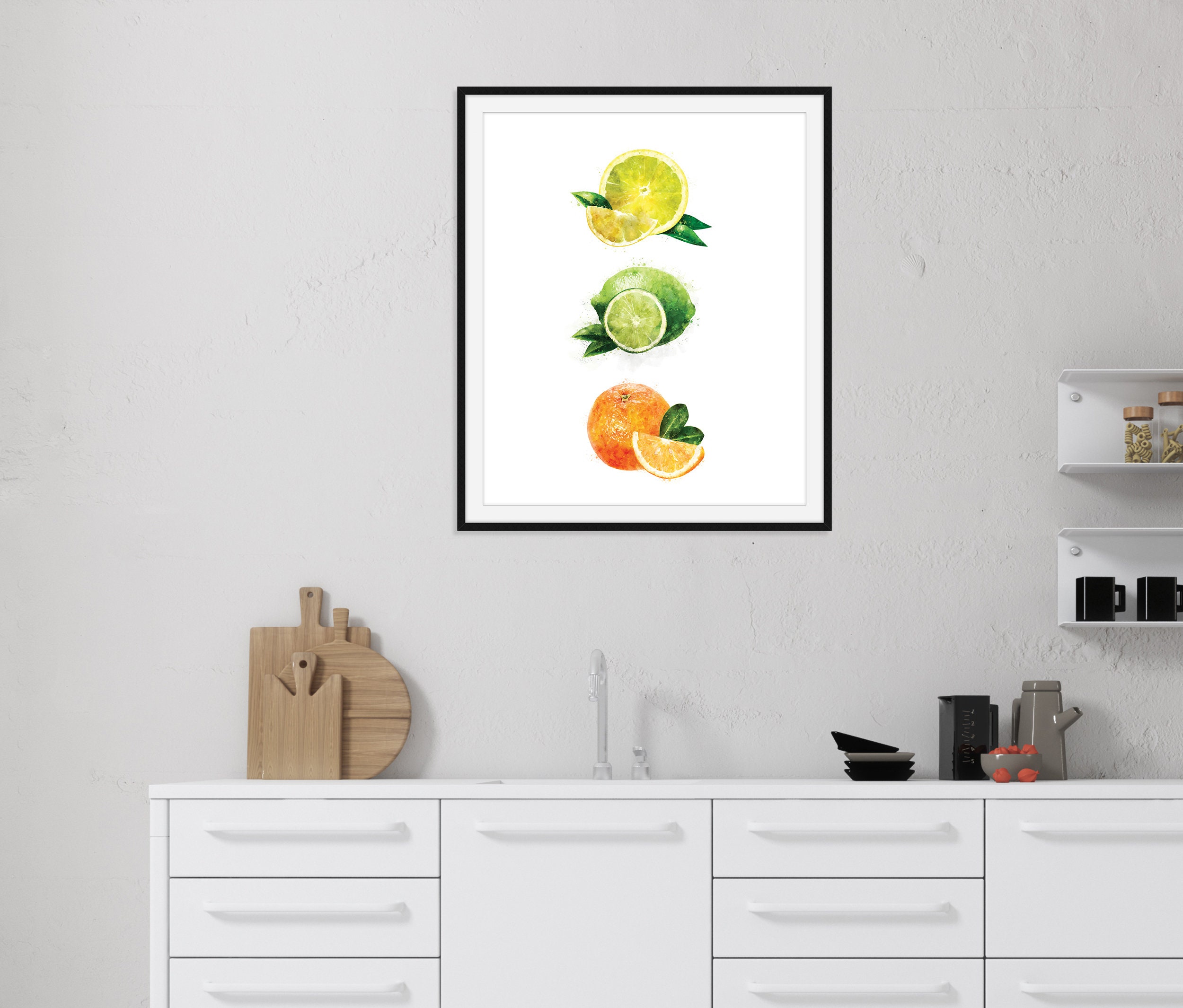 Citrus Kitchen Print Watercolor Fruits Farmhouse Decor - Etsy