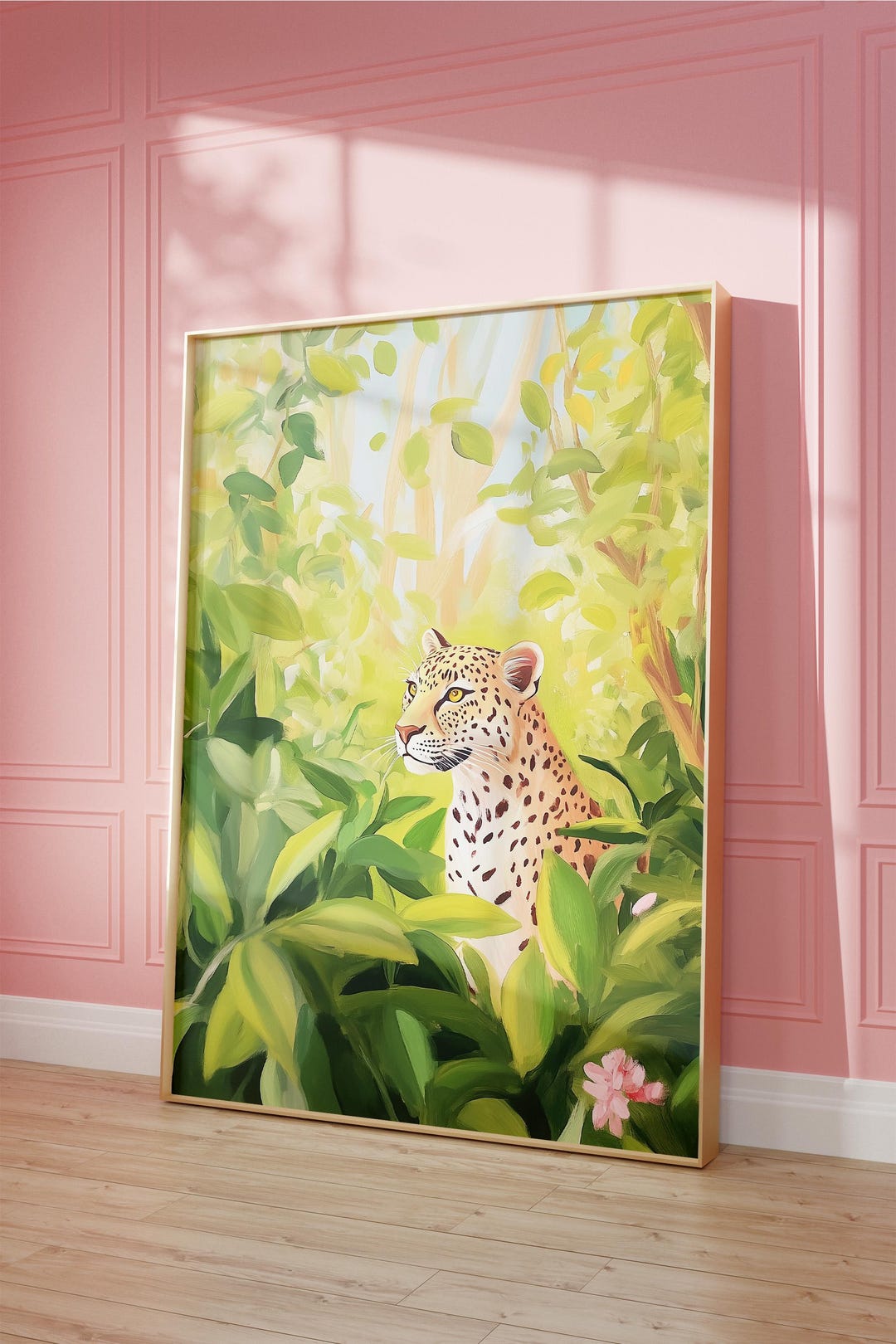 Leopard Poster Print, Jungle Printable Wall Art, Green Wall Decor ...