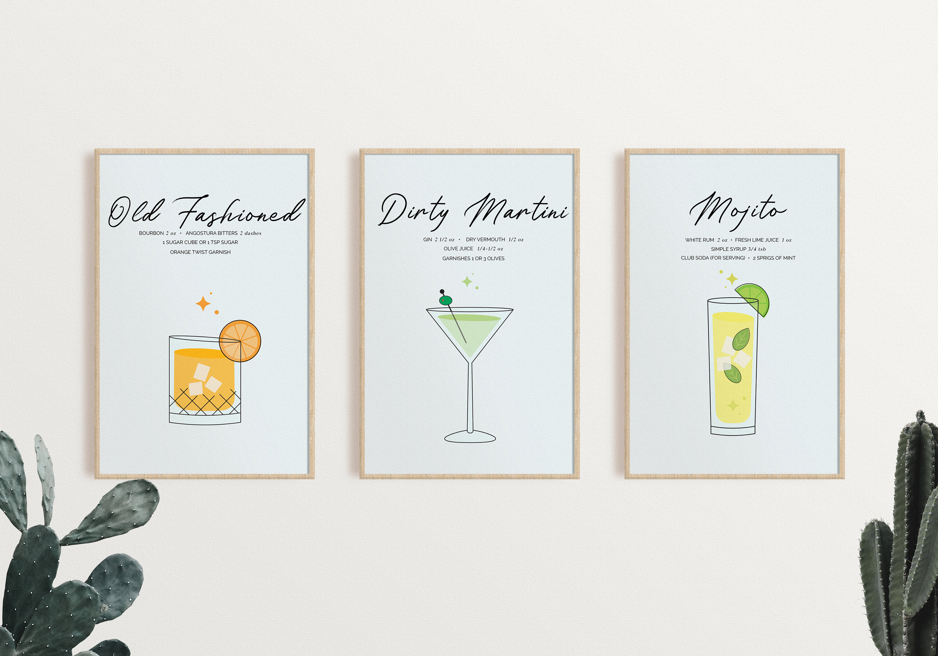 Retro Bar Decor Kitchen Posters Wall Art Prints Cocktail | Etsy
