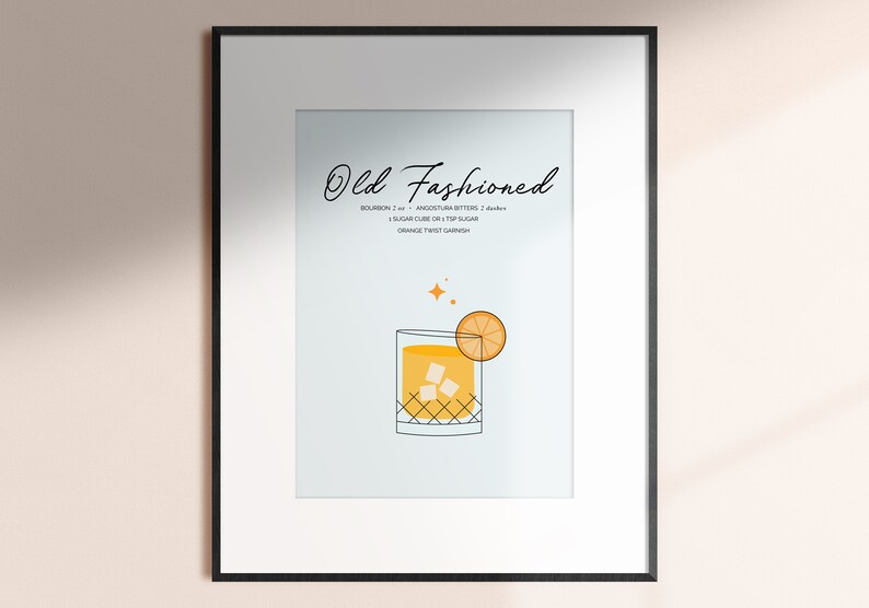 Retro Bar Decor Kitchen Posters Wall Art Prints Cocktail | Etsy