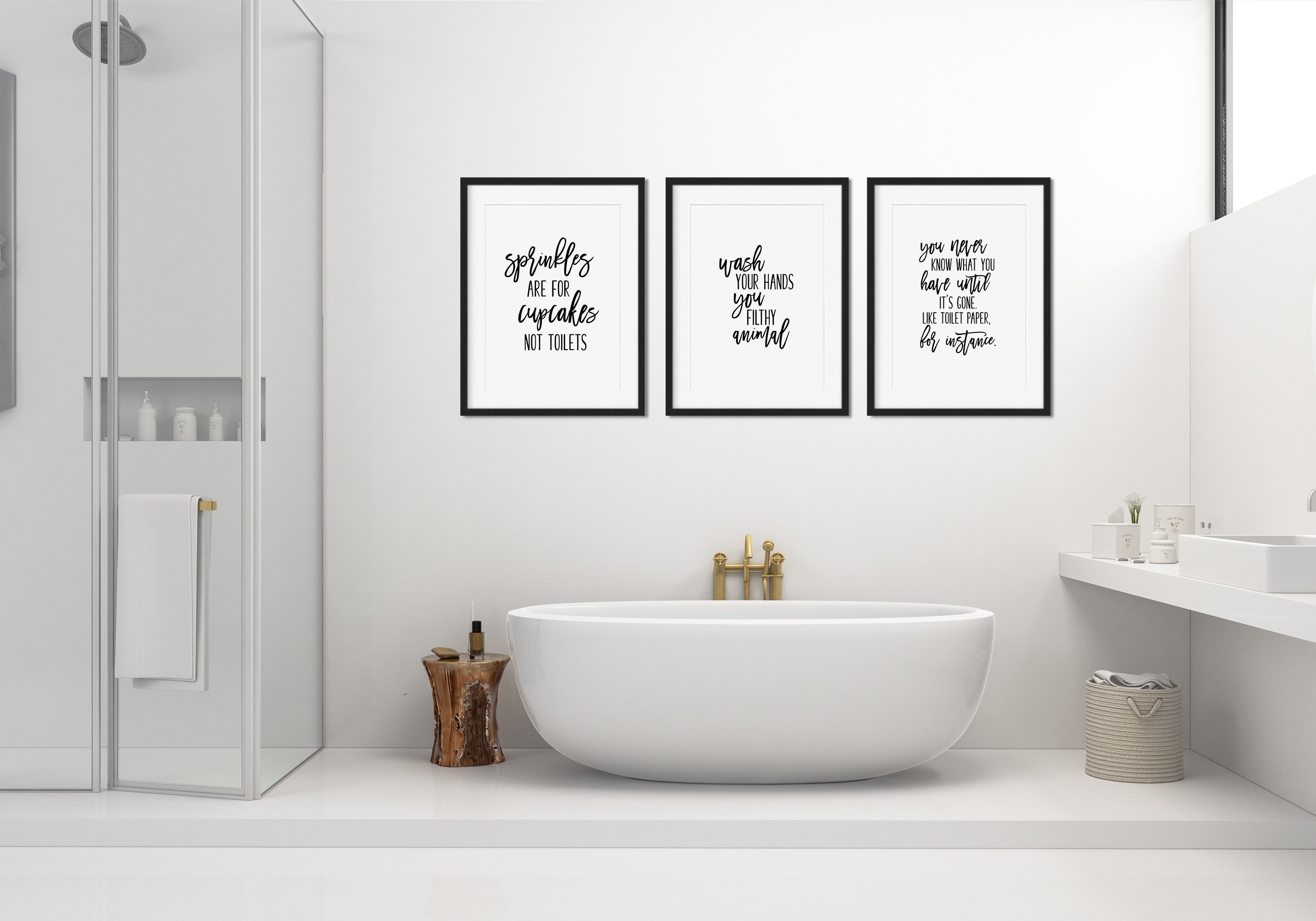 Funny Bathroom Wall Decor Quotes Set of 3 Printable Wall | Etsy